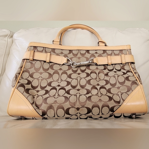 Coach | Bags | Coach Hampton Signature Logo Large Black Shoulder Tote ...